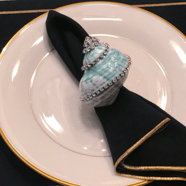 Jade Turbo Shell Napkin Ring Featuring Premium Crystal | Set of 4 ...