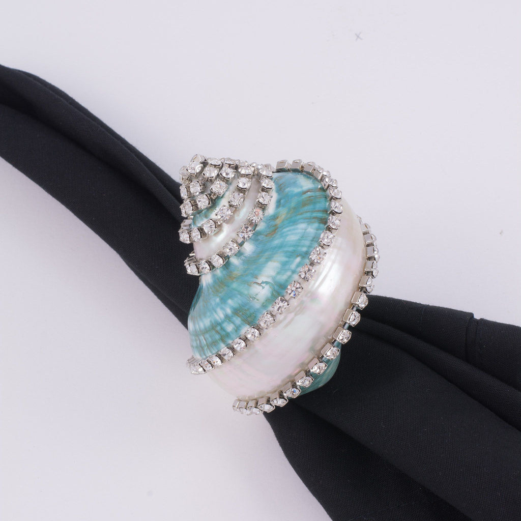 Banded Jade Turbo Shell Napkin Ring Featuring Premium Crystal | Set of ...