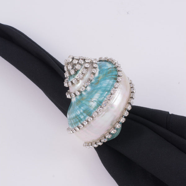 Banded Jade Turbo Shell Napkin Ring Featuring Premium Crystal | Set of ...